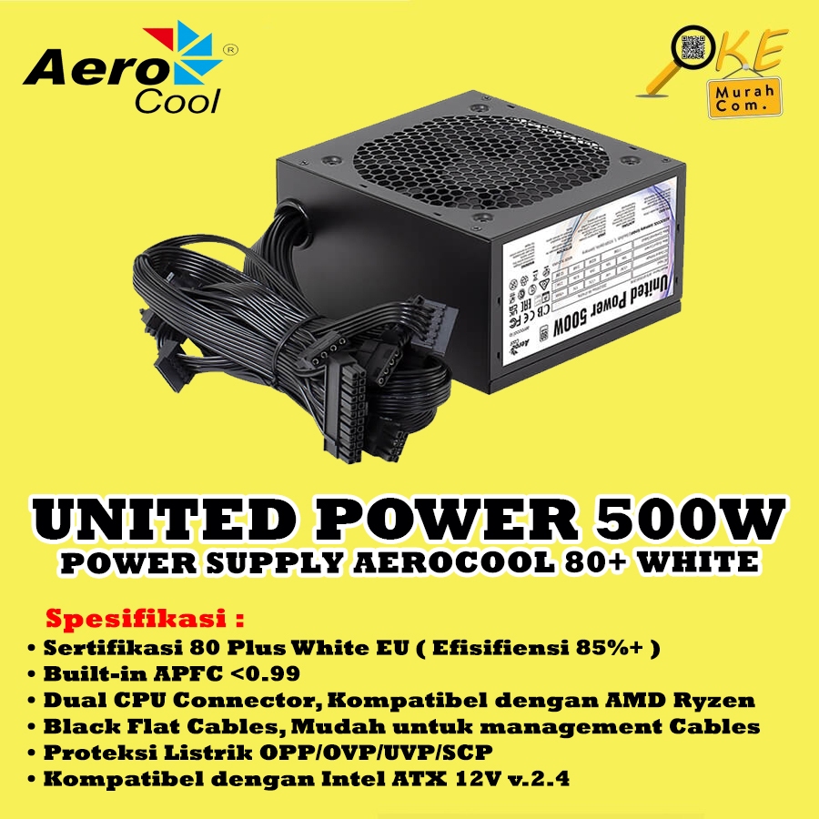 Aerocool United Power 500W 80+ PSU Pure Power Supply Flat Cables | Shopee Philippines