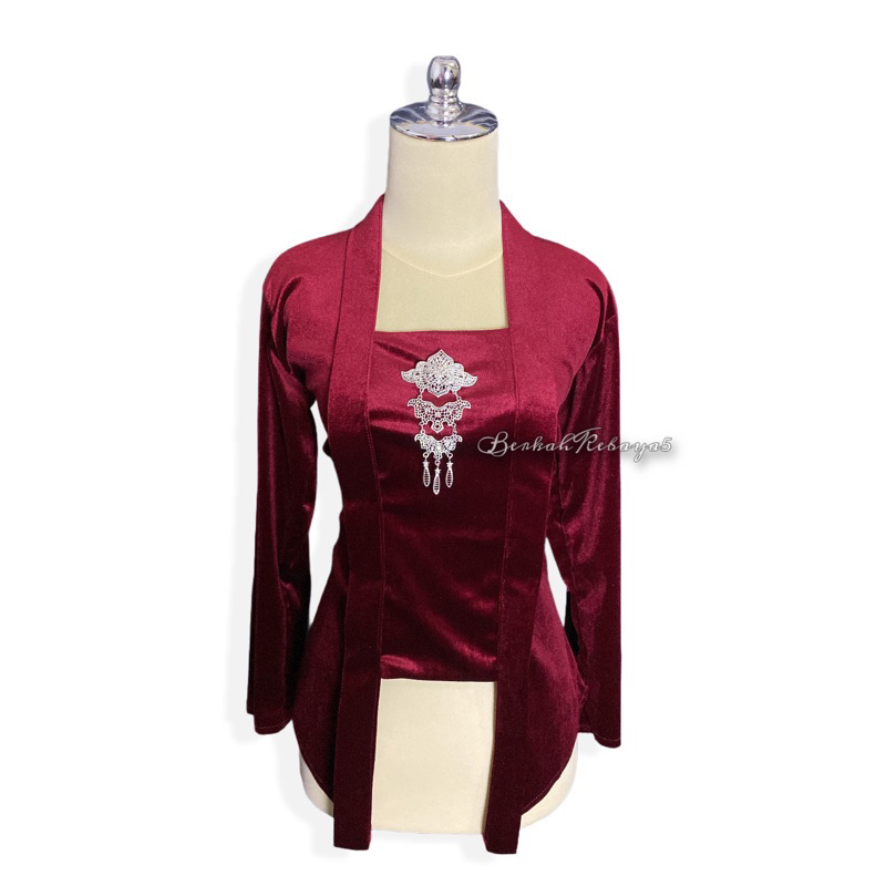 New Plain Kutu Bludru Kebaya / Full Size Maroon Kebaya | Shopee Philippines