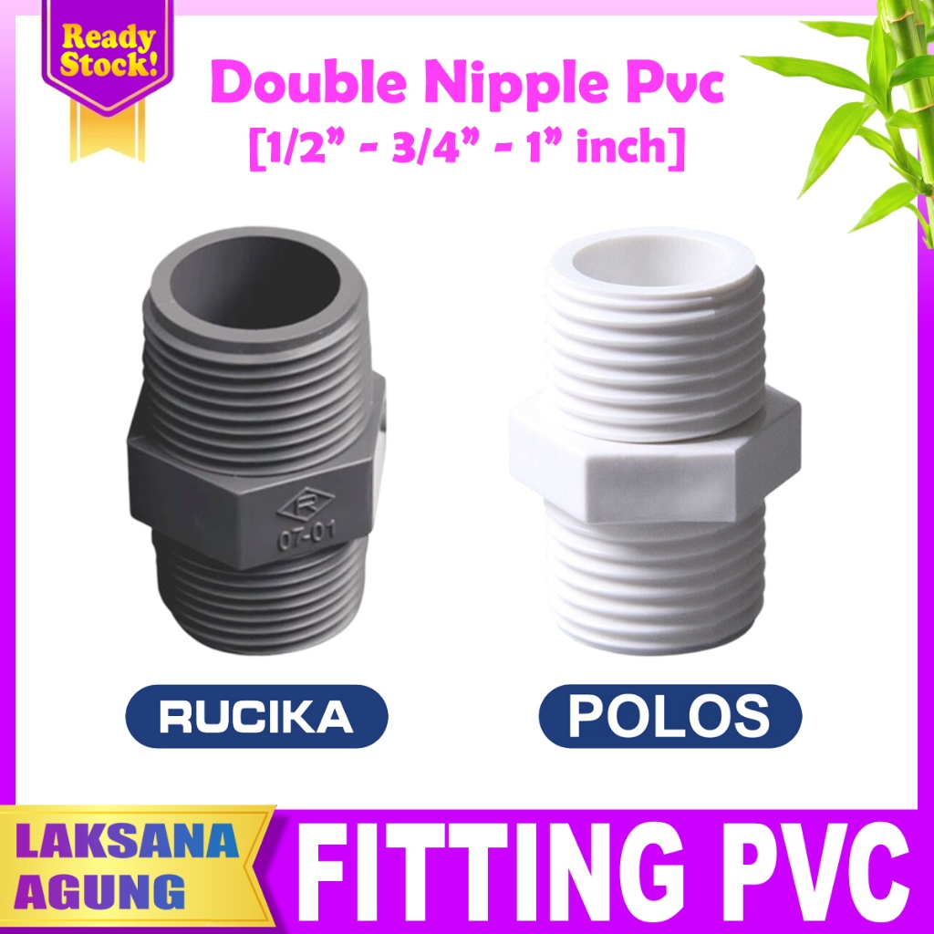 Double nipple pvc 1/2 inch Rucika AW | Pvc outer thread | Squeeze the ...