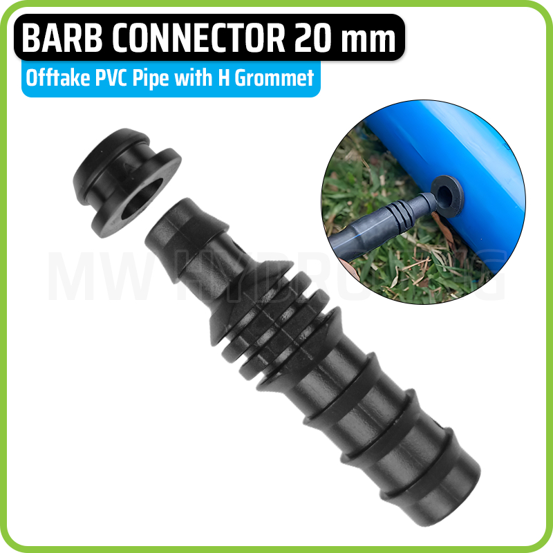 Barb Connector 20 mm - Offtake PVC Pipe with Grommet | Hydroponic ...