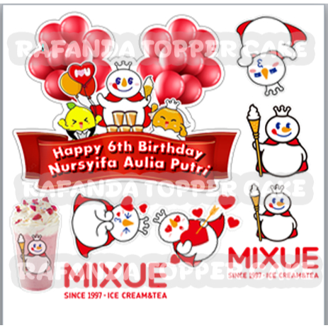 Birthday cake Topper ice cream mixue Topper birthday sponge custom name ...