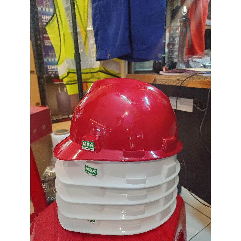 LOKAL MERAH MSA Local Fastrack Safety Helmet / SNI Red Quality Safety ...