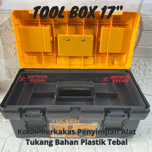 Tolsen Tool Box 17" Inch Heavy Duty Plastic Tool Box 80201 | Thick ...