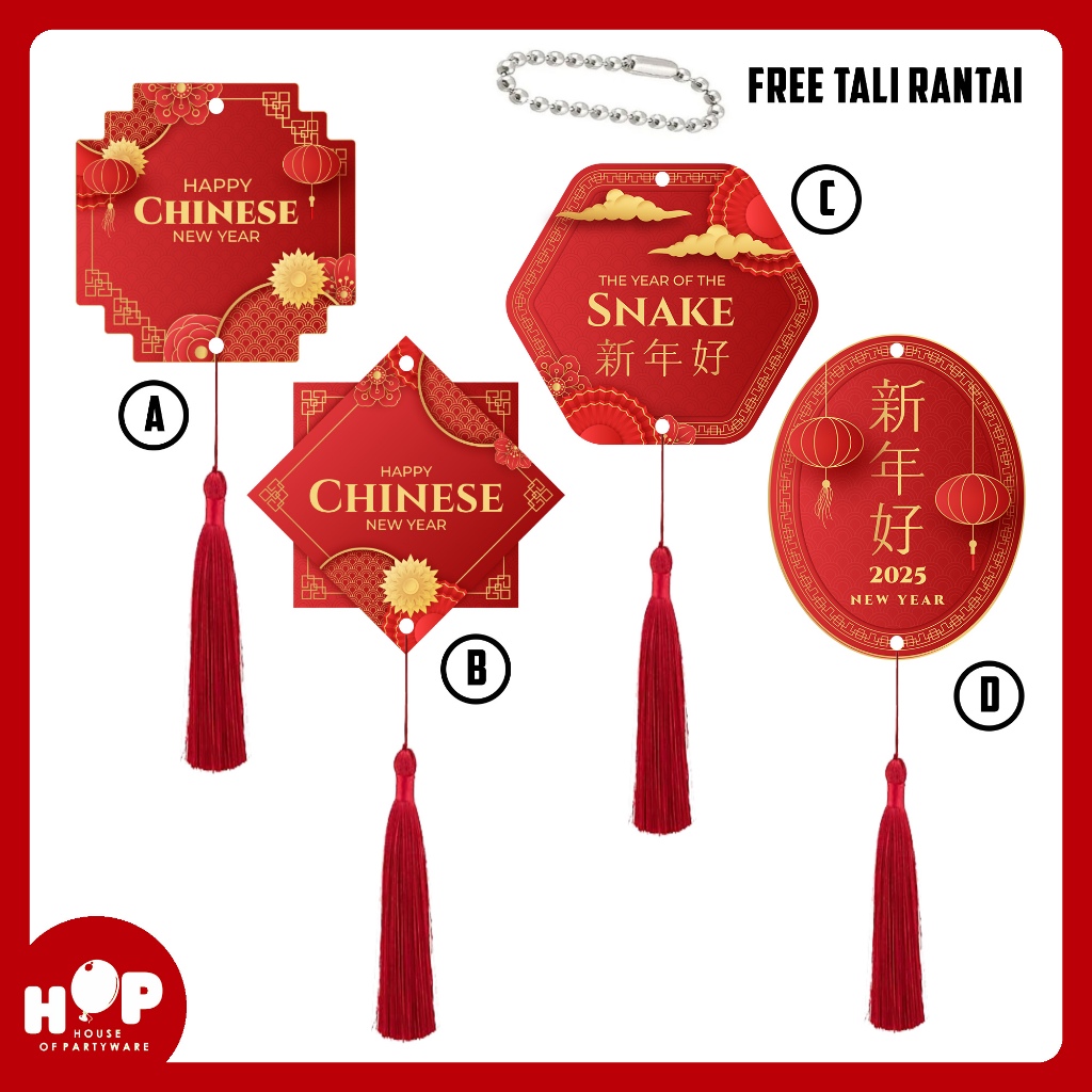 Tag CNY SNAKE TASSEL 2025 IMLEK GREETING CARD / HANG TAG HAMPERS ...