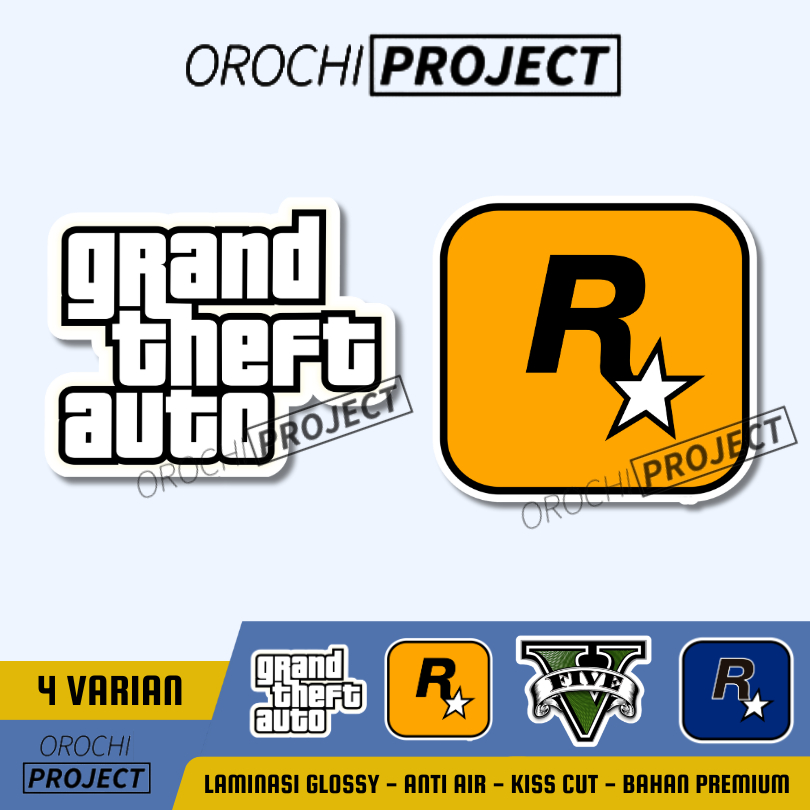 Sticker Brand Logo Game GTA Grand Theft Auto Rockstar Vinyl Glossy ...