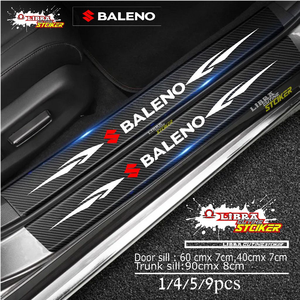 3d carbon sill plate sticker for Baleno car door protector, cutting ...