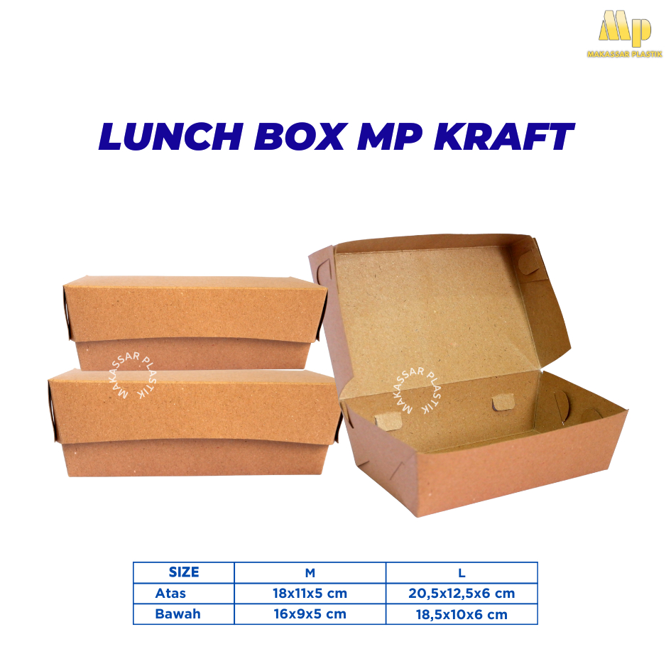 Lunch BOX MP KRAFT / PAPER LUNCH BOX MP / BROWN PAPER DUS @100 PCS ...