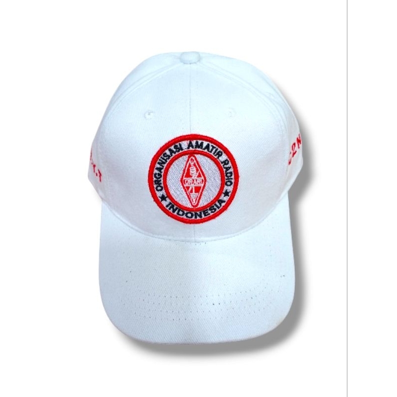 MERAH ROUND ORARI LOGO HAT. Red color. WHITE BLACK. NEVY. OTEN rapel ...
