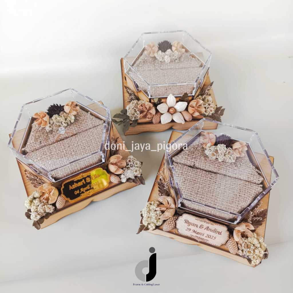 [Hexagon 3] Rustic Hexagonal Ring Box / Ring Box / Rustic Proposal Ring ...