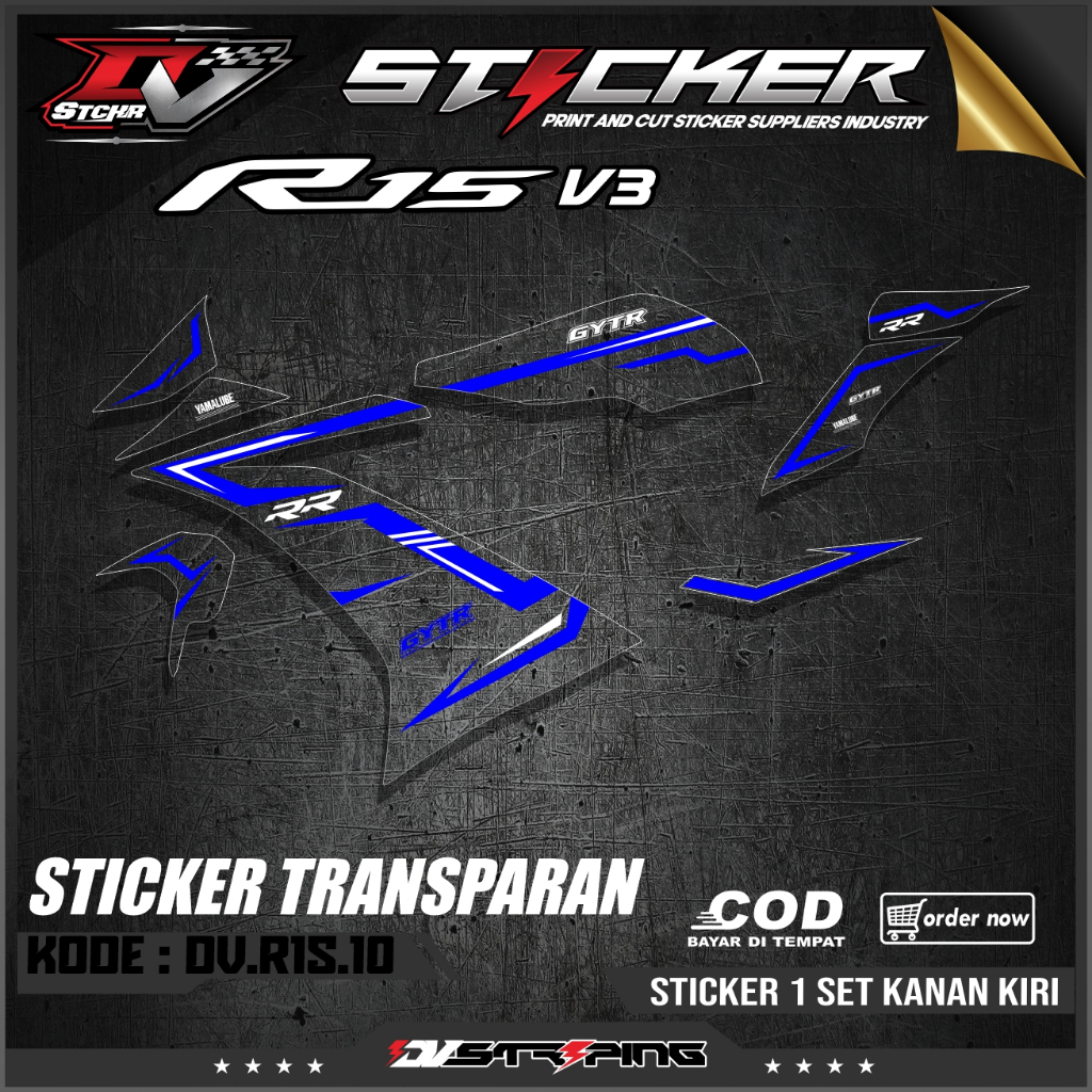 Sticker STRIPING Variation SEMIFULL R15 V3/R15 VVA-Transparent ...