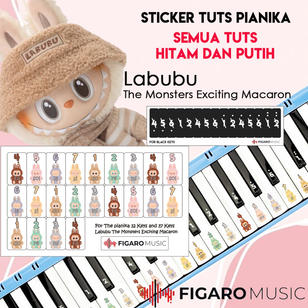 Pianika Transparant Labubu Sticker 37 Keys, 32 Keys - Pianika Melodica ...