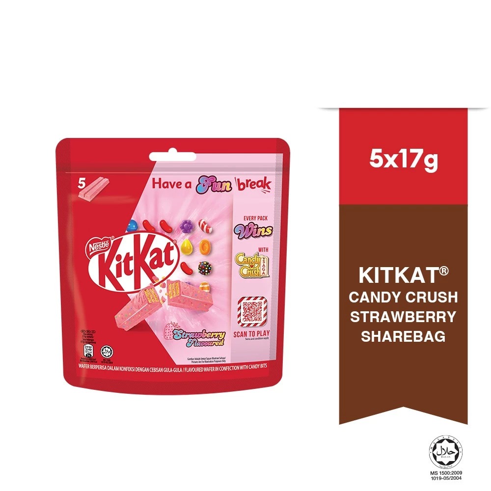 Kitkat Candy Crush Strawberry Sharebag 5x17g | Shopee Philippines