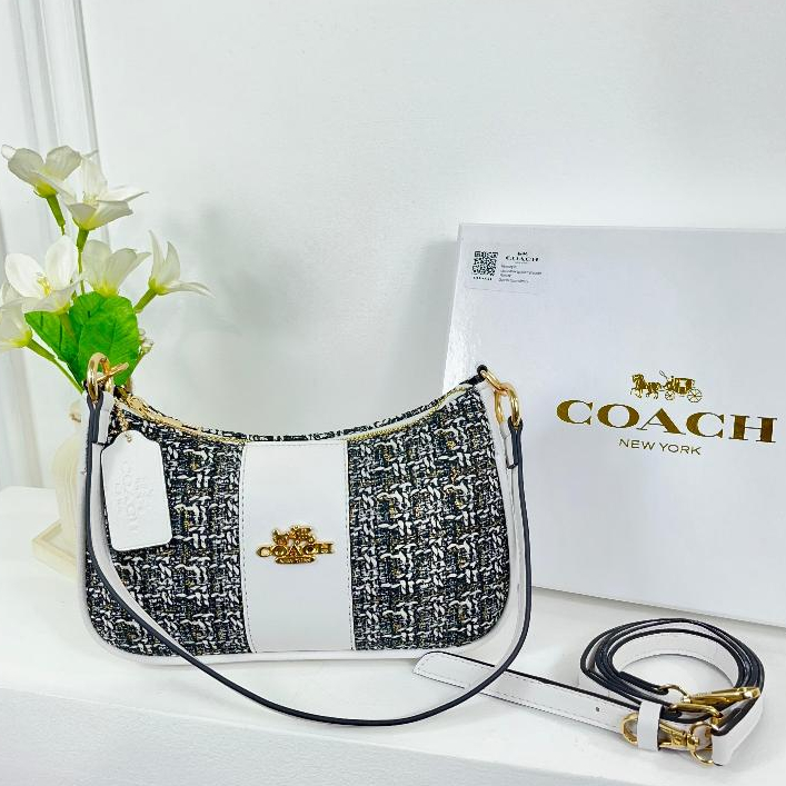 Free Box!!!Co*ch Women Top Handle Pouch In Signature Bag 012 Women's ...