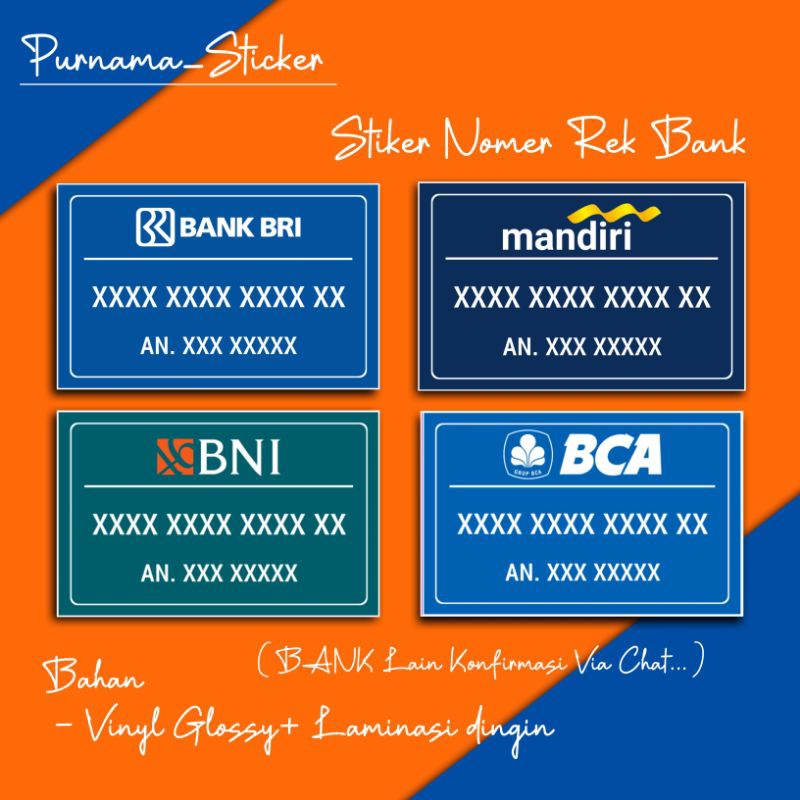 Bank REK NUMBER STICKERS, BRI, MANDIRI, BCA, BNI | Shopee Philippines