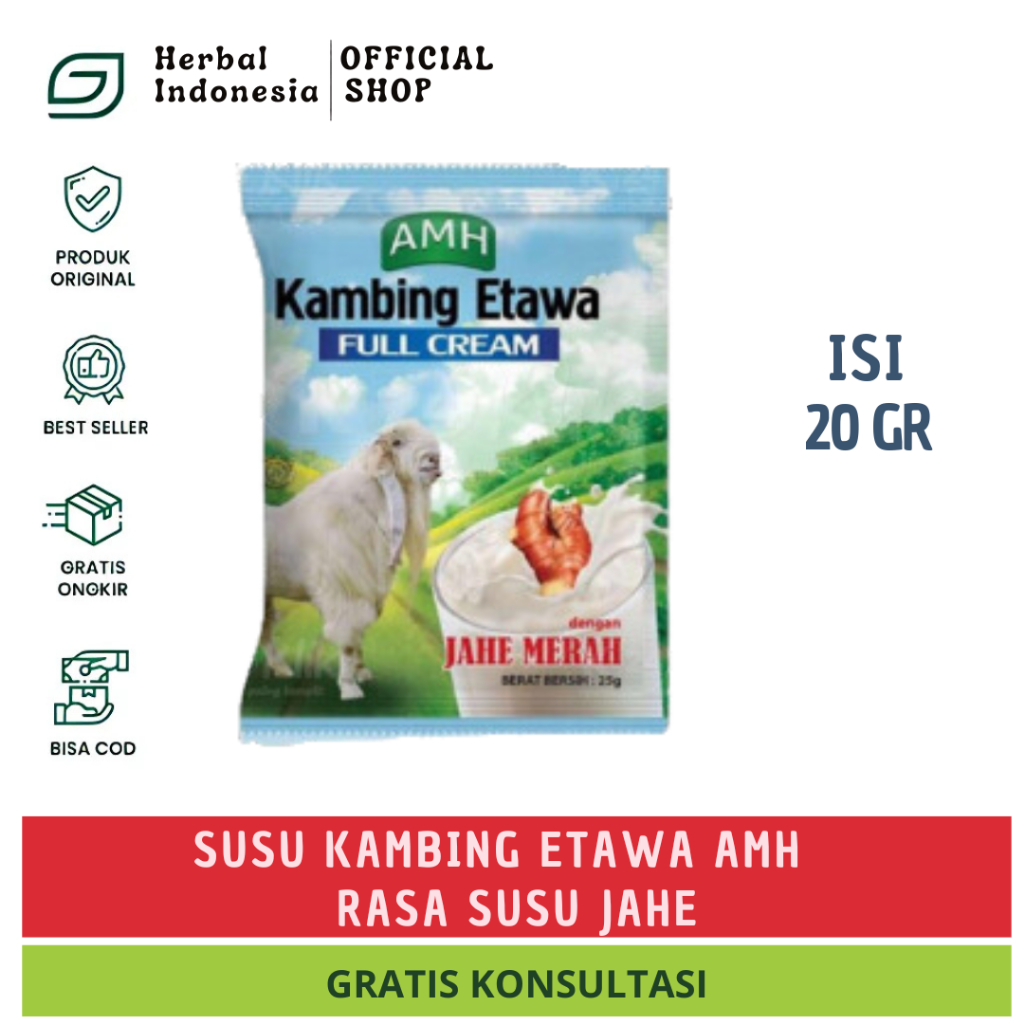 MERAH Etawa Goat Milk Full Cream AMH (Sachet) With Red Ginger | Shopee Philippines