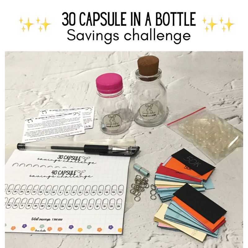 30 capsules in a bottle savings challenge | A6 size tracker | Unique ...