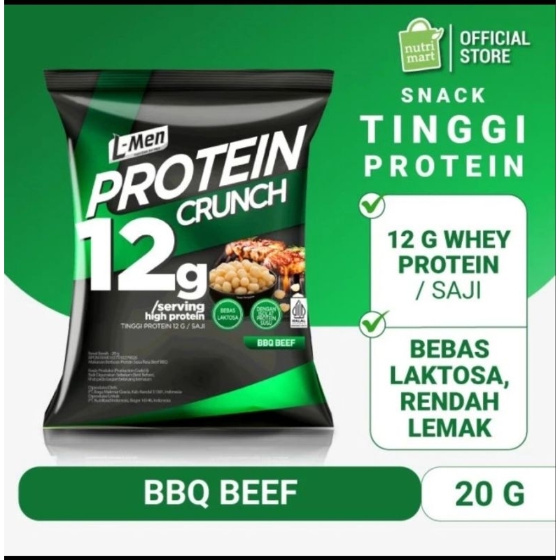 L-men PROTEIN CRUNCH HIGH PROTEIN SNACK 20gram BEEF BBQ | Shopee ...