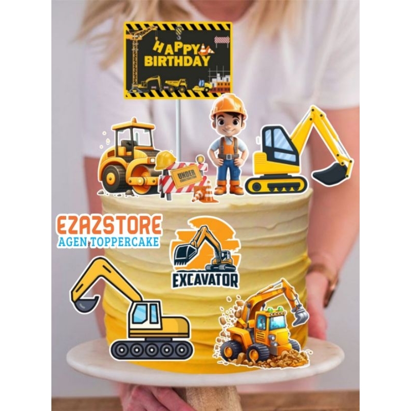Excavator topper, cake topper, birthday cake decoration, excavator ...