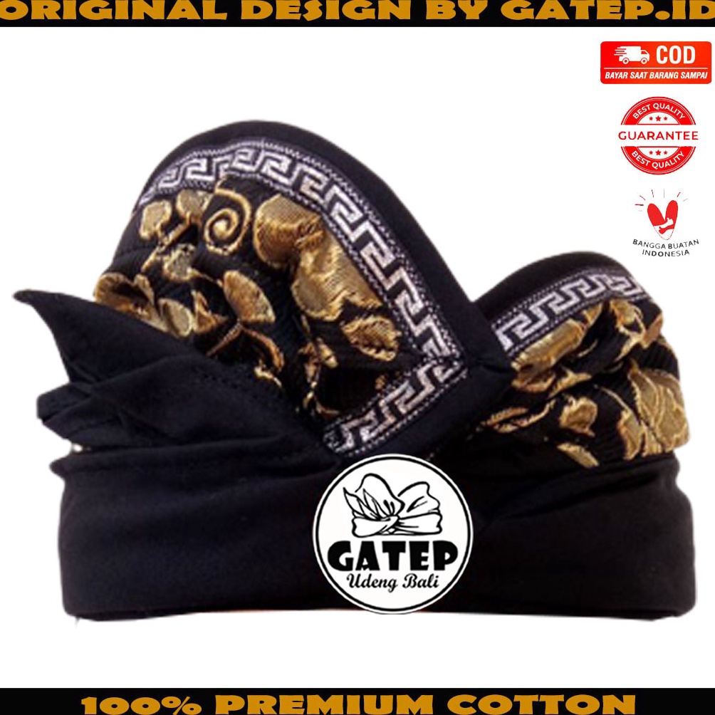 Plain Black Balinese Udeng Mas Flower Motif Egyptian Lis Semi-finished ...