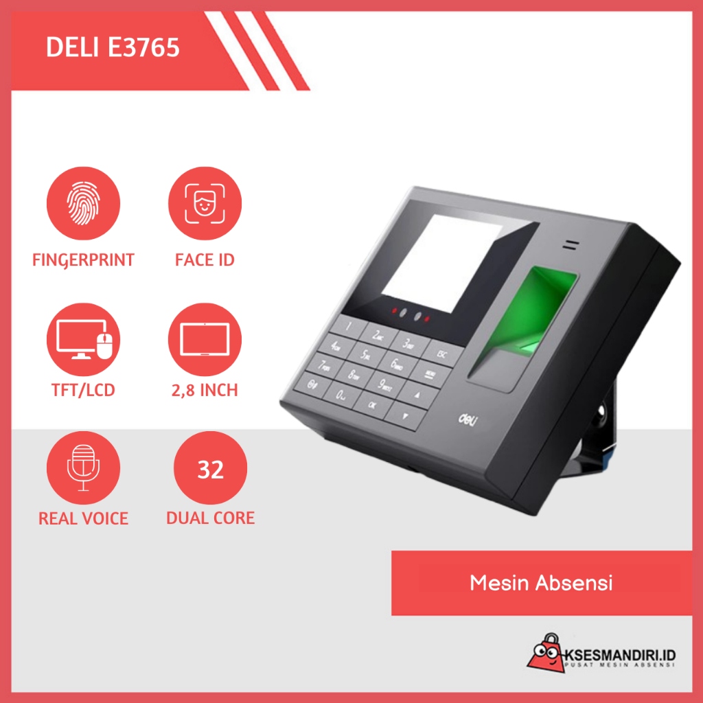 MESIN Deli E3765 Face Sensor Fingerprint Attendance Machine | Shopee ...