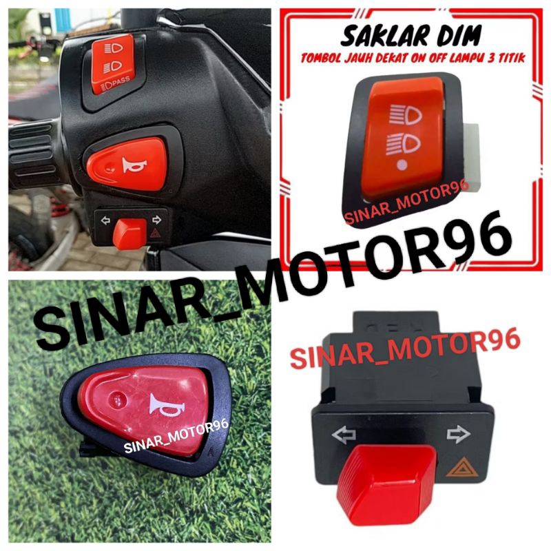 MERAH TOMBOL TURN SIGNAL SWITCH HAZARD KLACSON DIM 3 FUNCTION STARTER ...