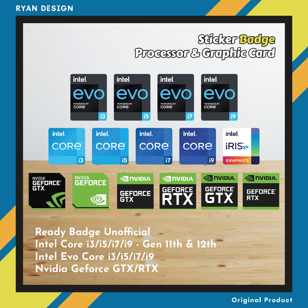 Intel Core Logo Sticker i3 i5 i7 Gen 11 Gen 12 Sticker Nvidia Geforce ...