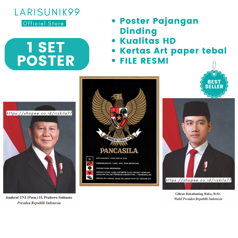 Photo Image Printed Poster of President and Deputy Prabowo Gibran ...