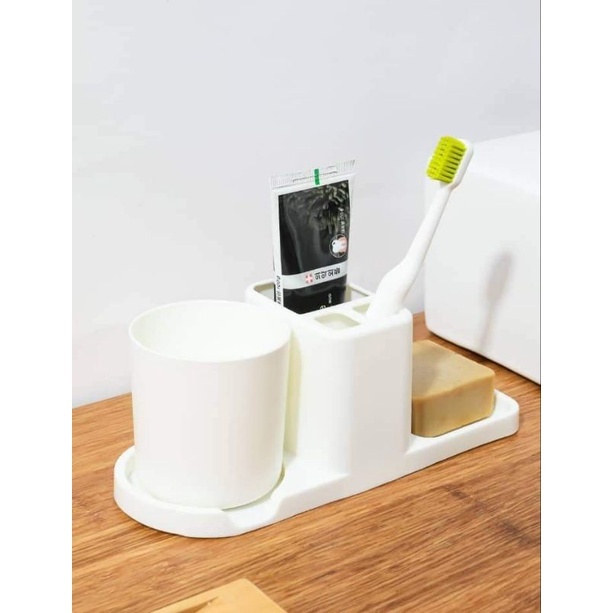 Miniso Tooth Mug Kit for a Single Person - White/Blue / Toothbrush ...