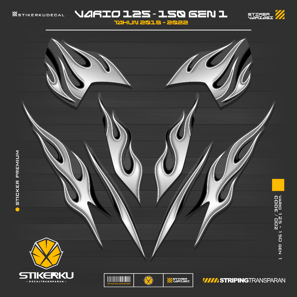 STRIPING ALL NEW HONDA VARIO 125/150 TRANSPARENT UV MOTIF 2 STICKER ...
