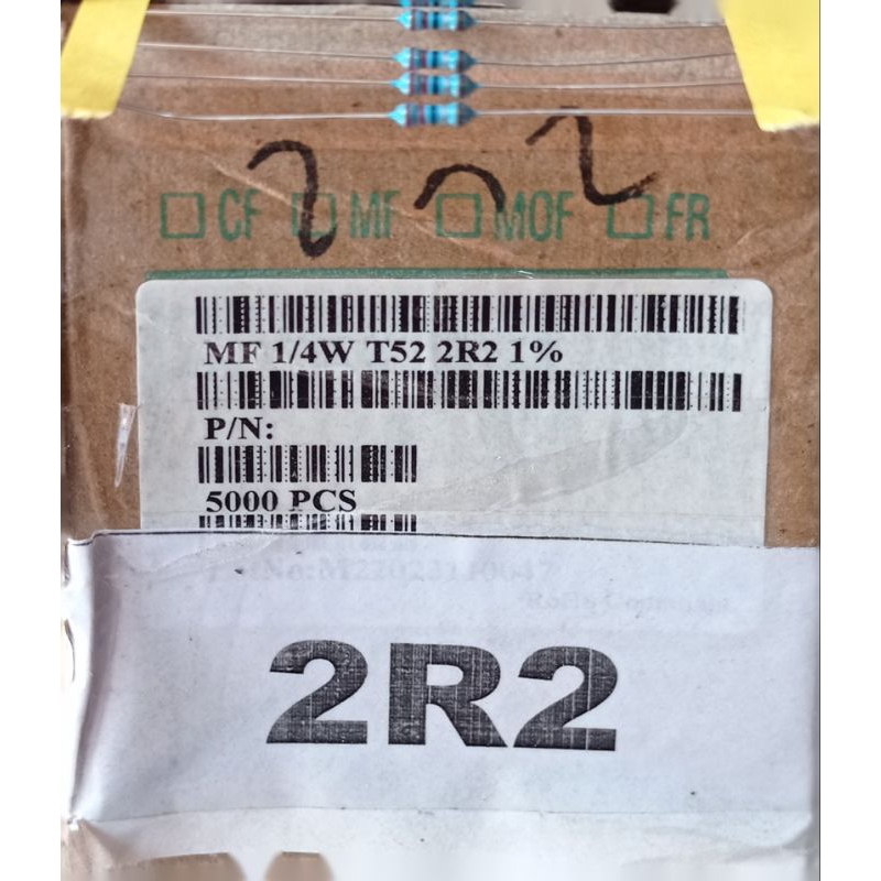Metal Resistor 2R2 1/4Watt MF 1/4W T52-2R2-1% (2.2 Ohm) Taiwan Resistor ...