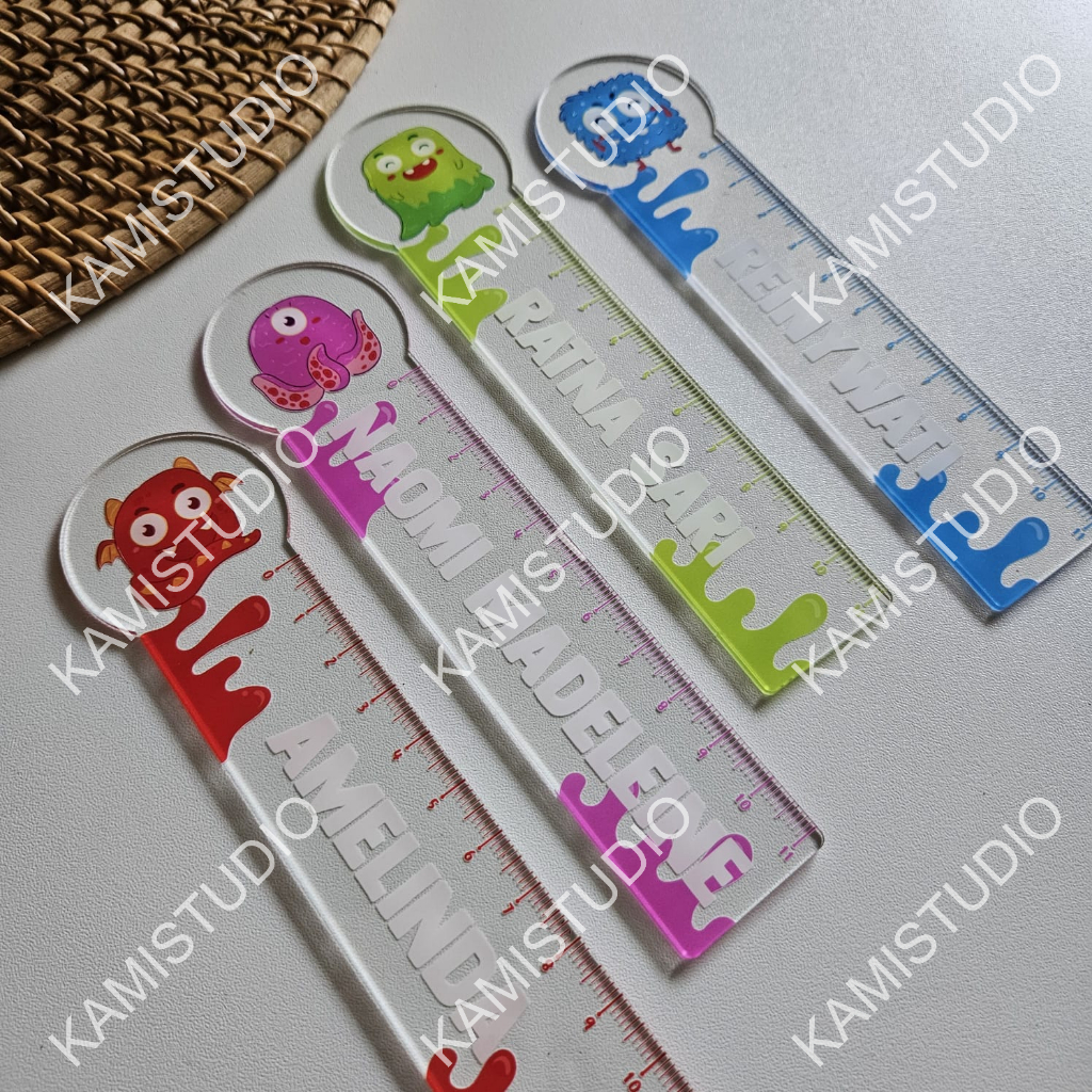 Acrylic RULER MONSTER CIRCLE / CUSTOM NAME RULER / CHILDREN'S BIRTHDAY ...