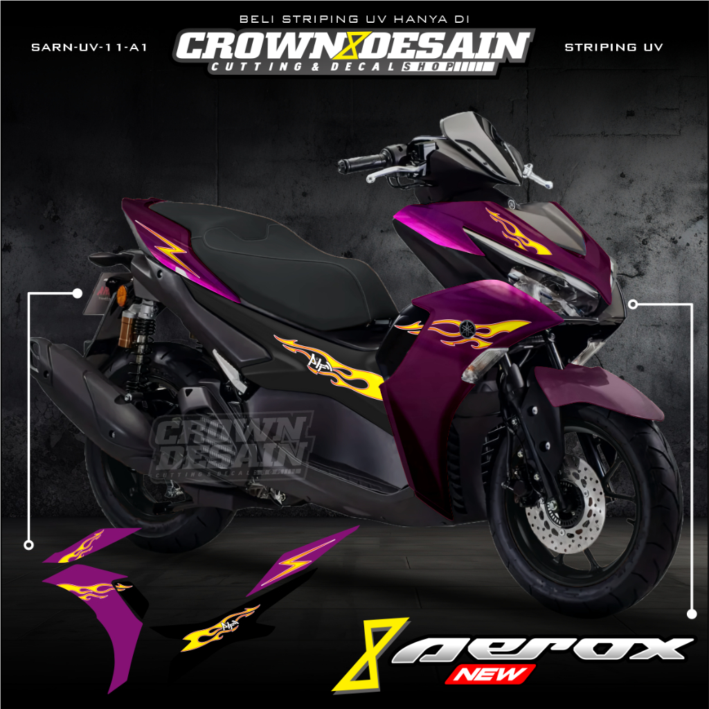 Aerox 155 New Connected MOST WANTED Design Flame Racing Transparent ...