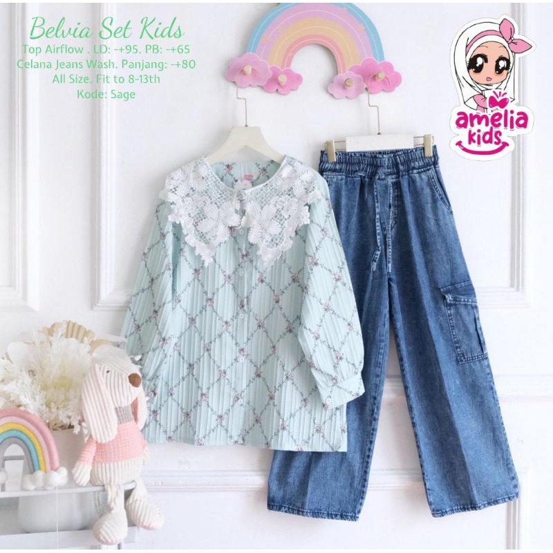 Belvia Set Kids Wash Jeans by Amelia for Ages 8-13 Years | Shopee ...
