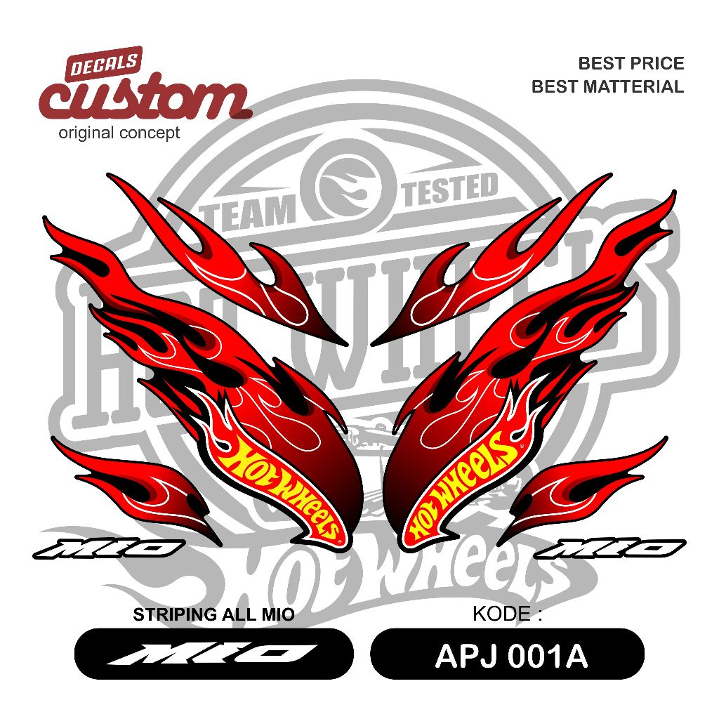 Yamaha mio hot wheels Motorcycle Sticker striping mio hot wheels ...