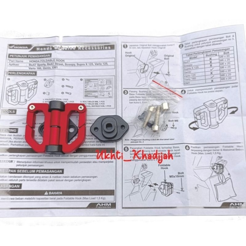 GANTUNGAN (HONDA HANG) ORIGINAL AHM Honda Motorcycle Hanger | Shopee ...