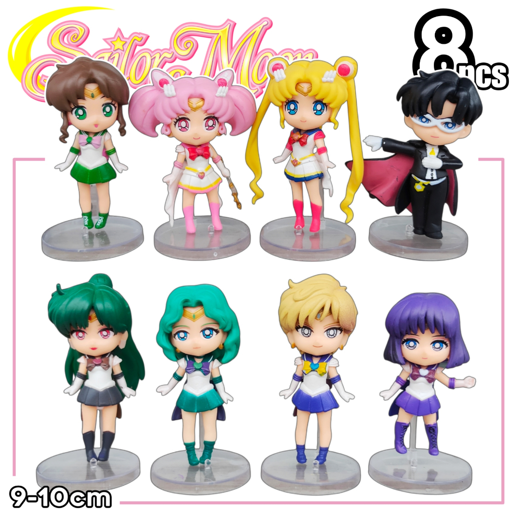 Sailor MOON Action Figure set of 8 pcs - Miniature Cake Topper Display ...