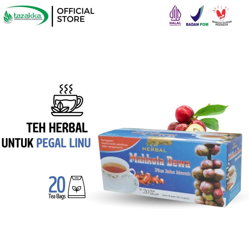 TAZAKKA Original Mahkota Dewa Tea Bpom Dip Herbal Medicine for Gout ...