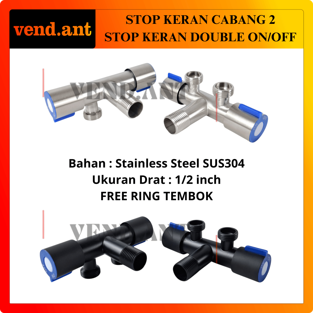 Stop Faucet Branch On Off 2 Way Stop Faucet Double Stainless Steel ...