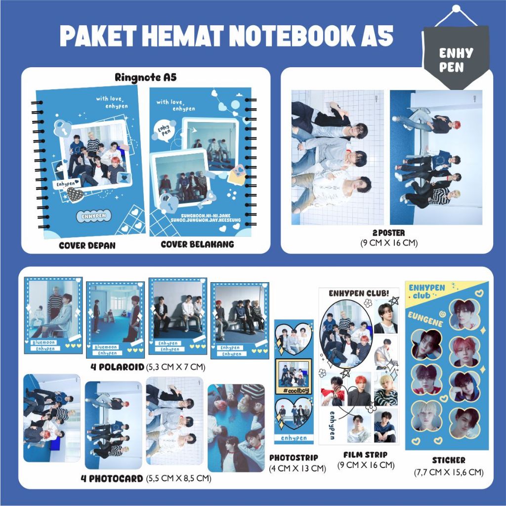 (PACKING Box) A5 ENHYPEN NOTEBOOK SAVINGS PACKAGE - DAY DREAM - BLUE ...