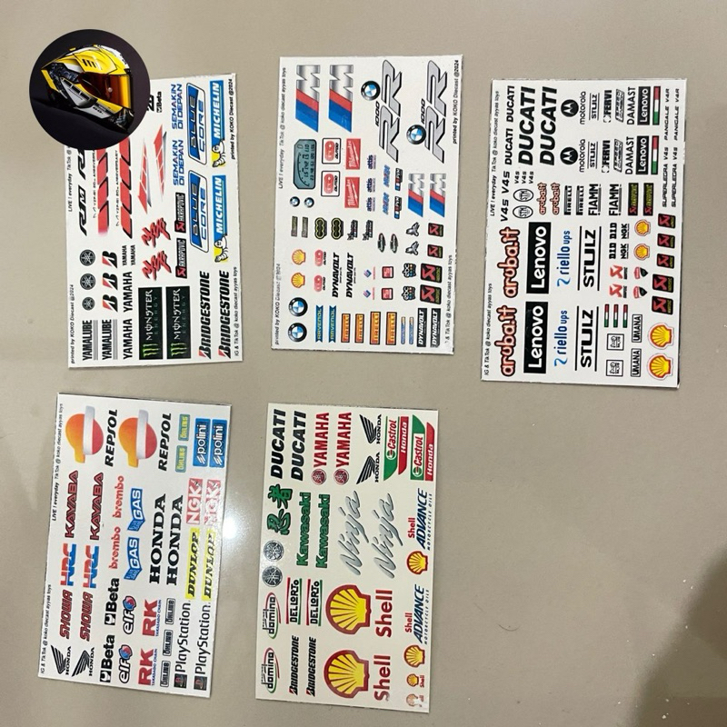 1/12 scale water slide diecast miniature motorbike decal sticker ...