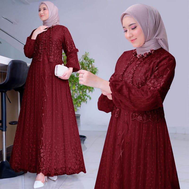 Premium amberly silk satin Dress, latest model amberli gamis | Shopee ...