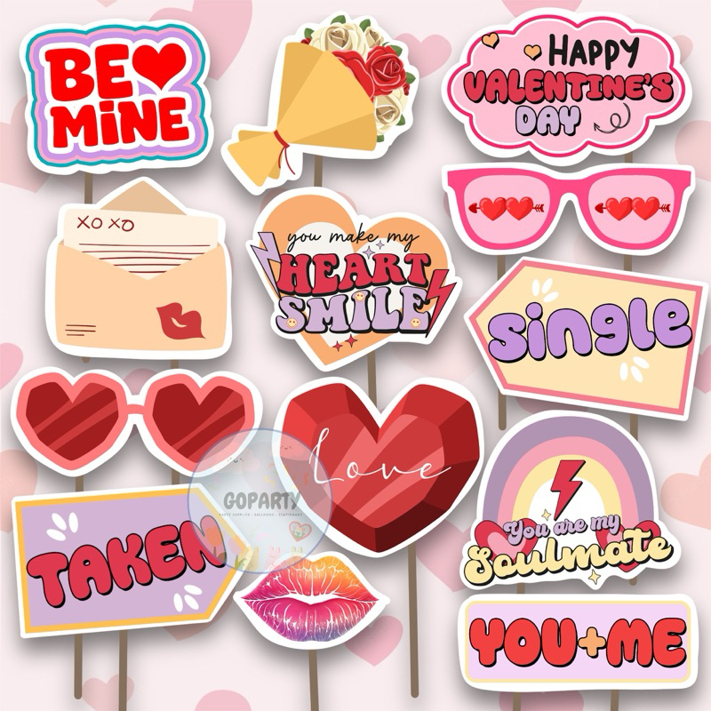 Valentine's DAY PHOTOBOOTH PROPS PHOTO STICKS DAY DECORATIONS LOVE LOVE ...