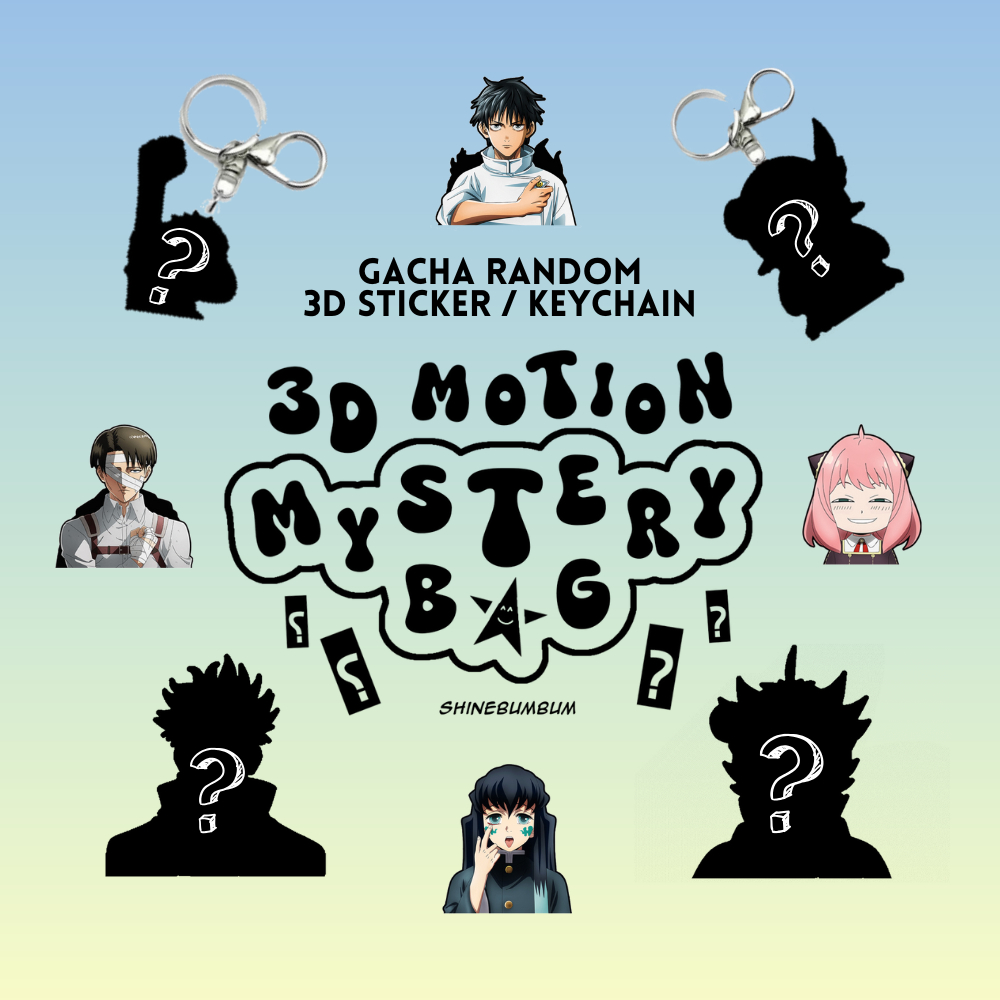 Gocha Random 3D Motion Anime Sticker / Keychain (2 sides ...