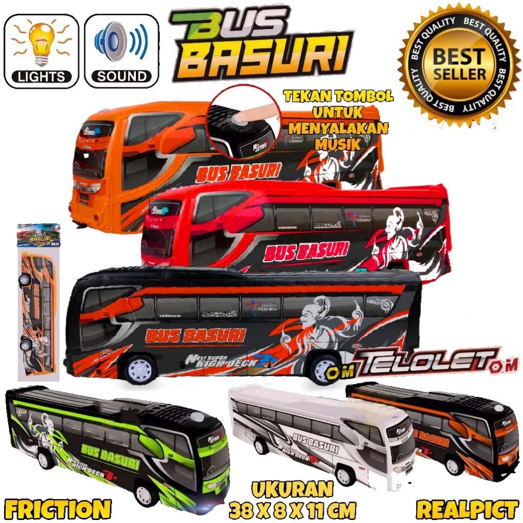 Children's TOY BASURI BUS TOY VIRAL BUS TELOLET/ TOY BIS BASURI KLAKSON ...