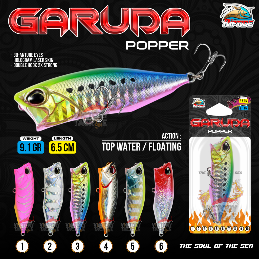 Fishing Bait Ultralight Casting Mini Popper Riptide Garuda 9 Gram ...