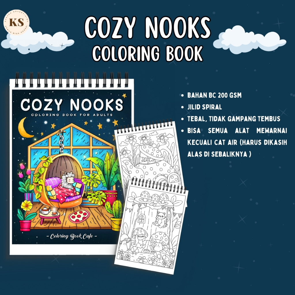 COZY NOOKS Coloring Book Comfy Healing Partner For Kids Adults Coloring ...