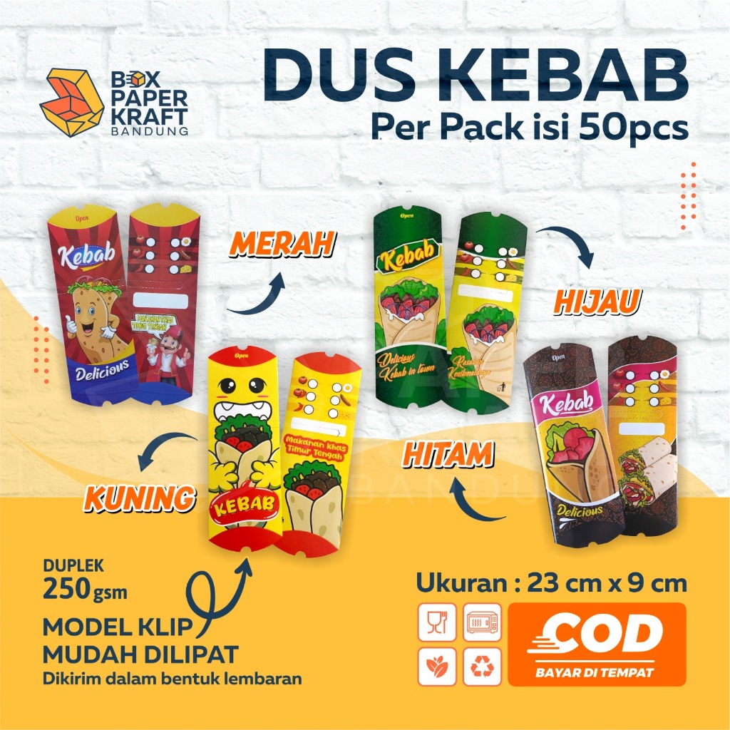 (Contents 50 PCS) KEBAB Packaging Box 23x9 Shawarma | Shopee Philippines