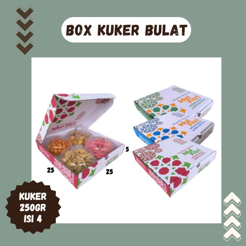 Box 25x25x5 LD Jar 250gr Cookies Eid Motif/Plain Eid Mubarok Eid Al ...