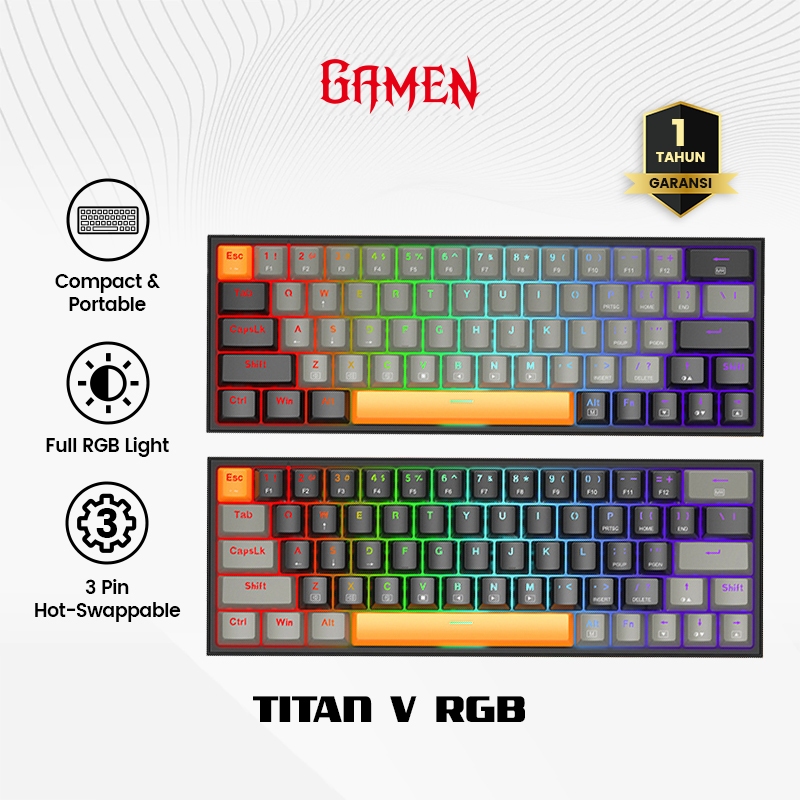 Gamen Mechanical Gaming Keyboard 66 Keys Titan V Full RGB Light ...