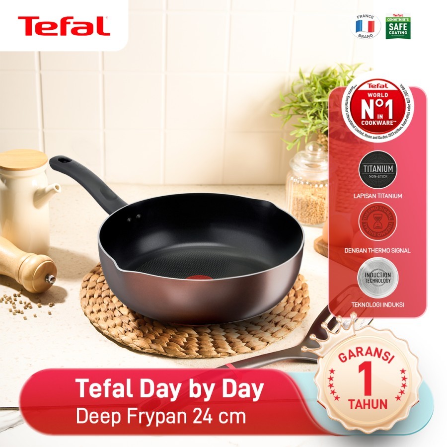 Tefal Day by Day Deep Frypan 24cm Non-Stick Frying Pan | Shopee Philippines